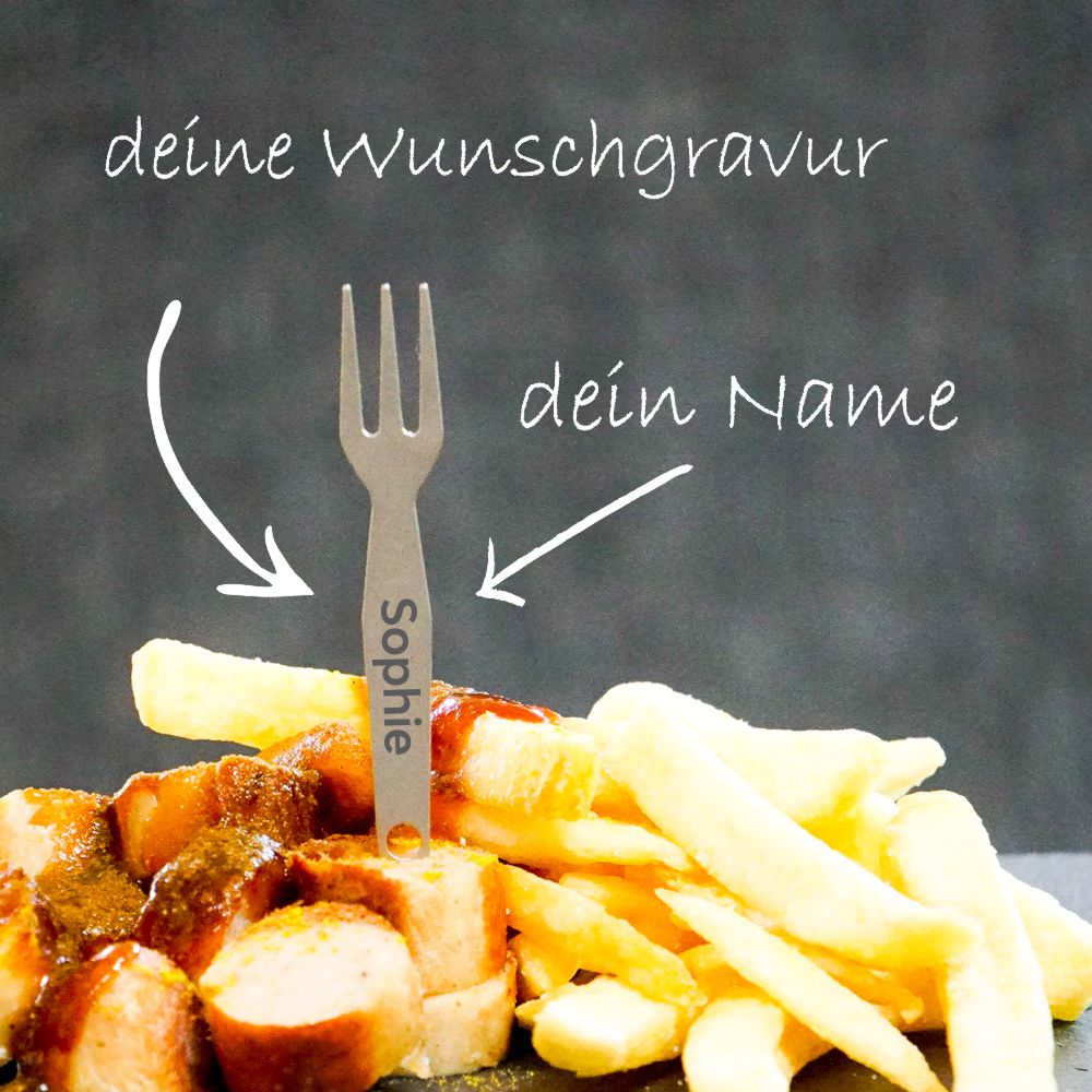 Hochwertige Pommes-Pieker aus Edelstahl | Gravurschmiede – Gravurschmiede